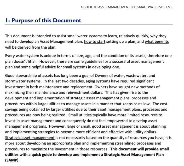 A Guide to Asset Management for Small Water Systems - Southwest ...