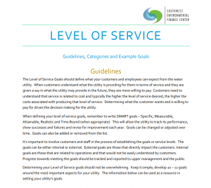 Level of Service: Guidelines, Categories, and Example Goals for Water ...