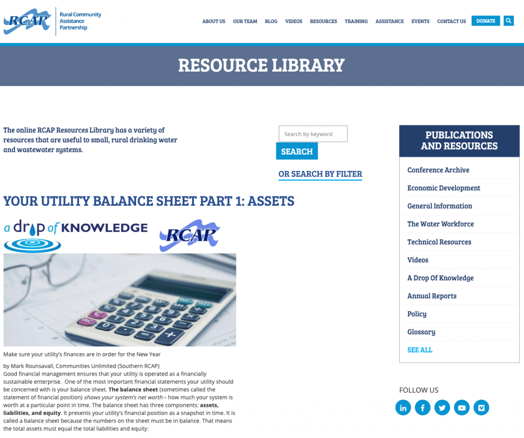 Your Utility Balance Sheet Part 1: Assets - Southwest Environmental ...